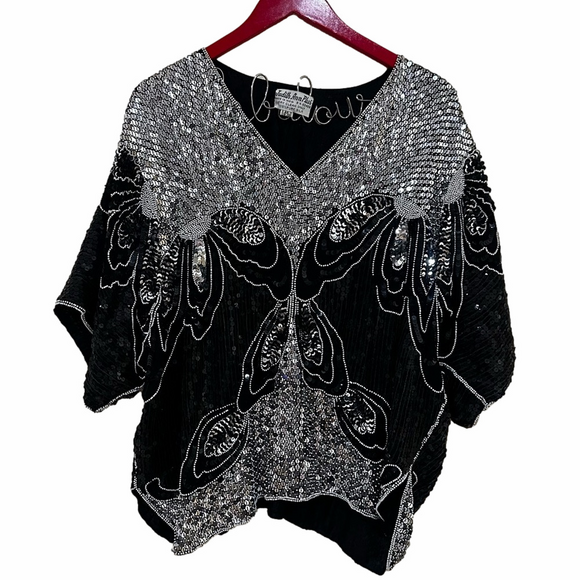 Judith Ann Plus | Tops | Judith Ann Plus Vintage Black And Silver ...